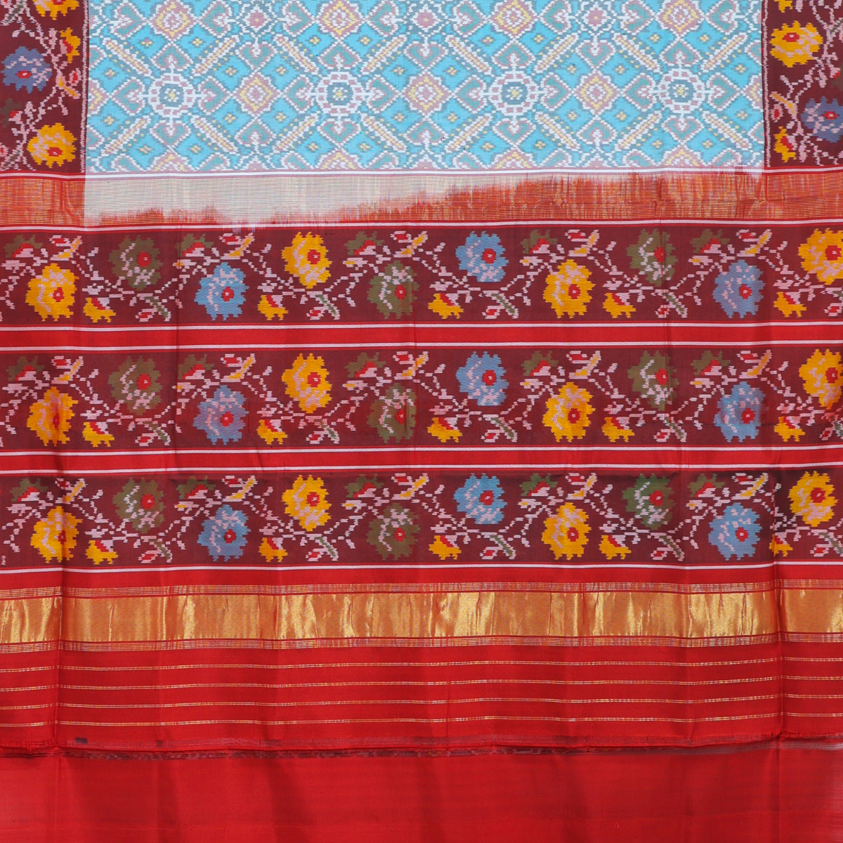Paan chanda with flowers designer border and pallu border contras Semi ...